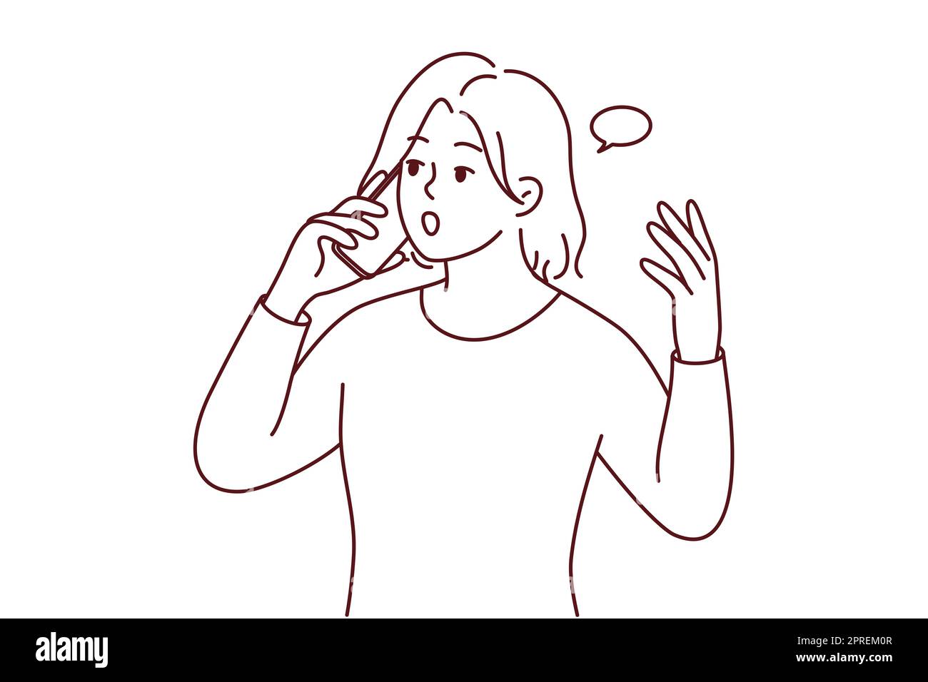 Young Woman Talking On Cellphone Shocked With Unexpected News Female