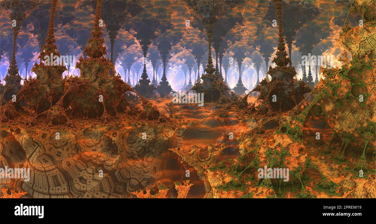 the surface of an alien planet under an alien sun 3d rendering Stock ...