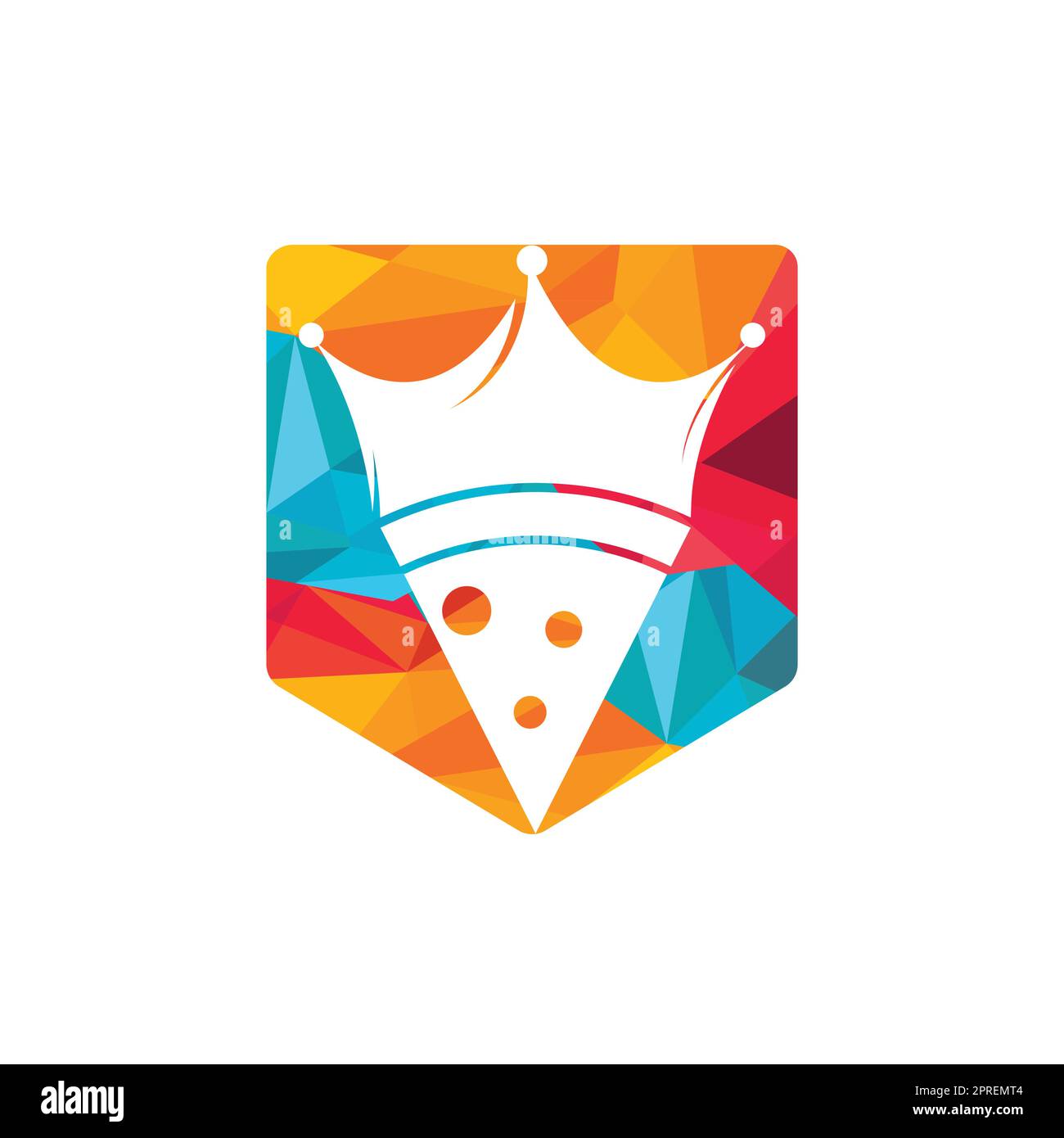 Pizza king vector logo design template. Crown and pizza slice icon ...