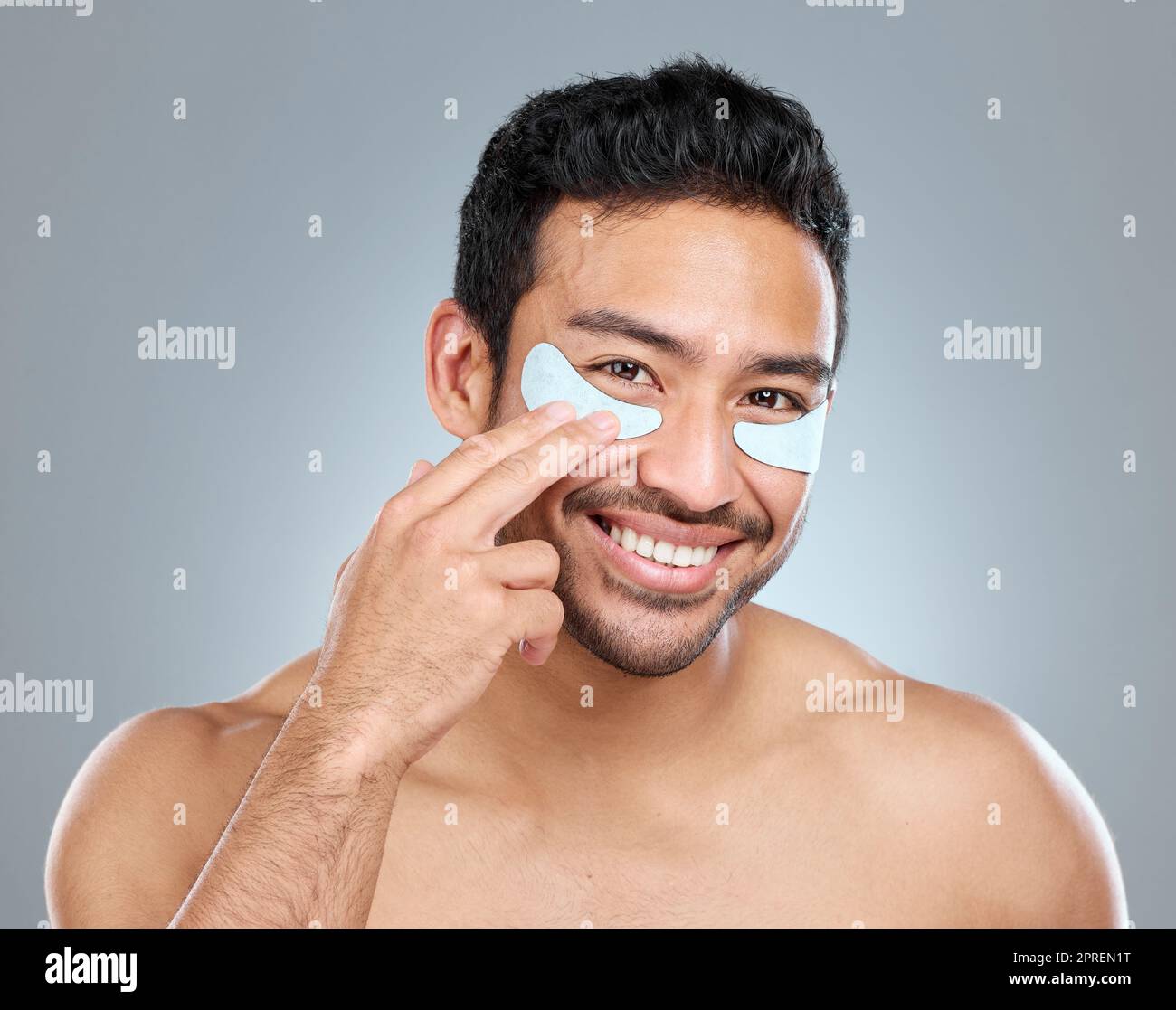 A few minutes of pampering can do wonders. a man wearing under-eye gel ...