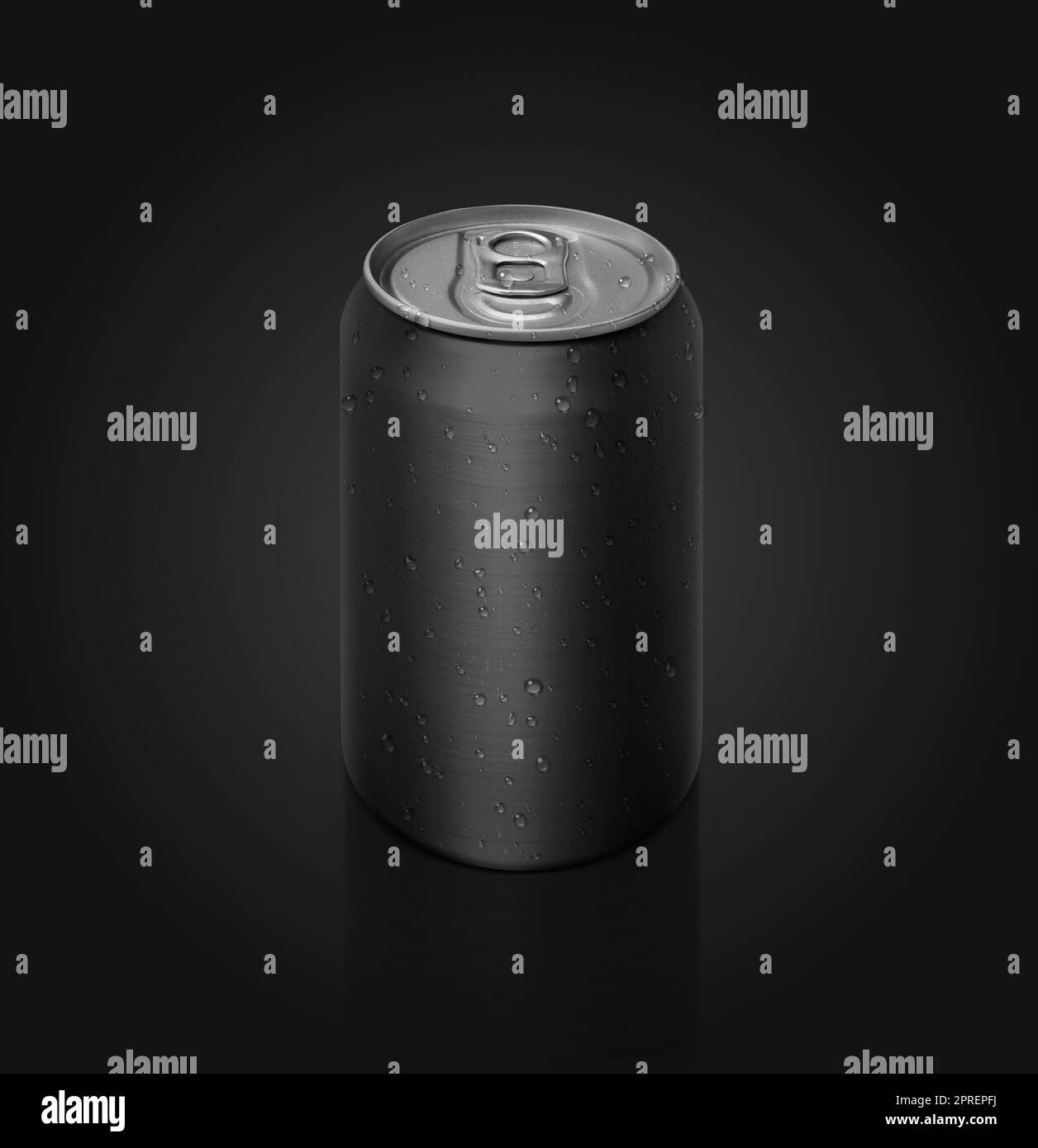 Aluminum black soda can on black background For design Stock Photo - Alamy