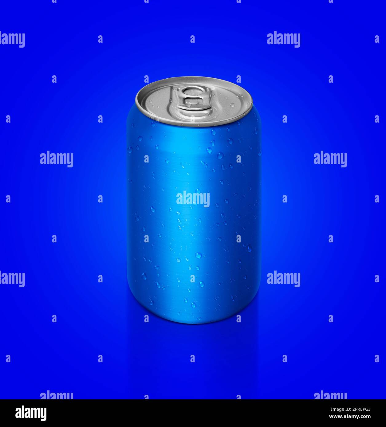 Aluminum blue soda can on blue background For design Stock Photo - Alamy