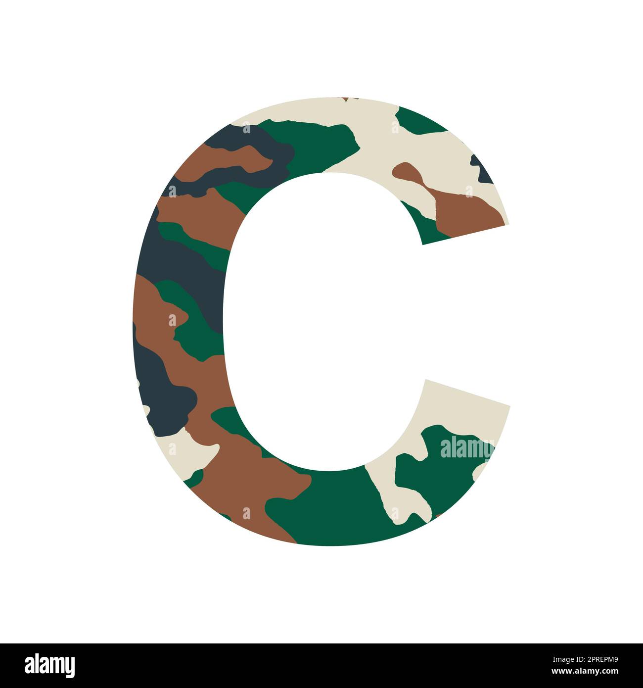English alphabet letter C, khaki style isolated on white background ...