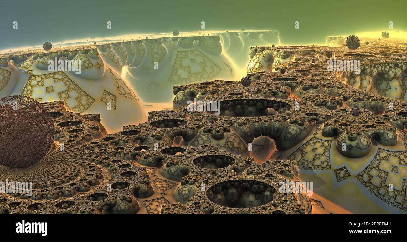 the surface of an alien planet under an alien sun 3d rendering Stock ...