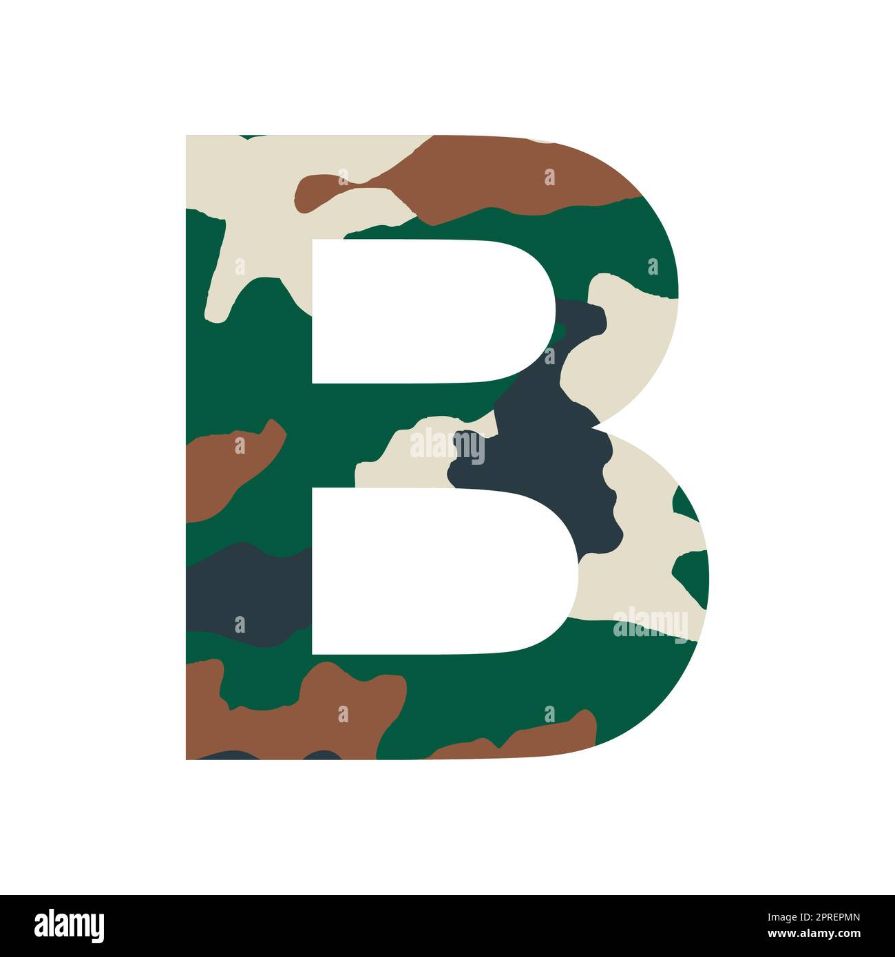 English alphabet letter B, khaki style isolated on white background ...
