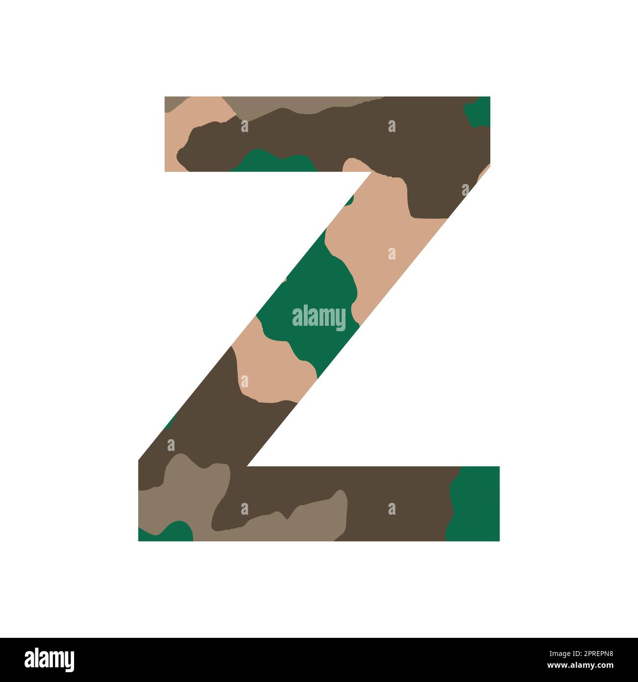English alphabet letter Z, khaki style isolated on white background ...