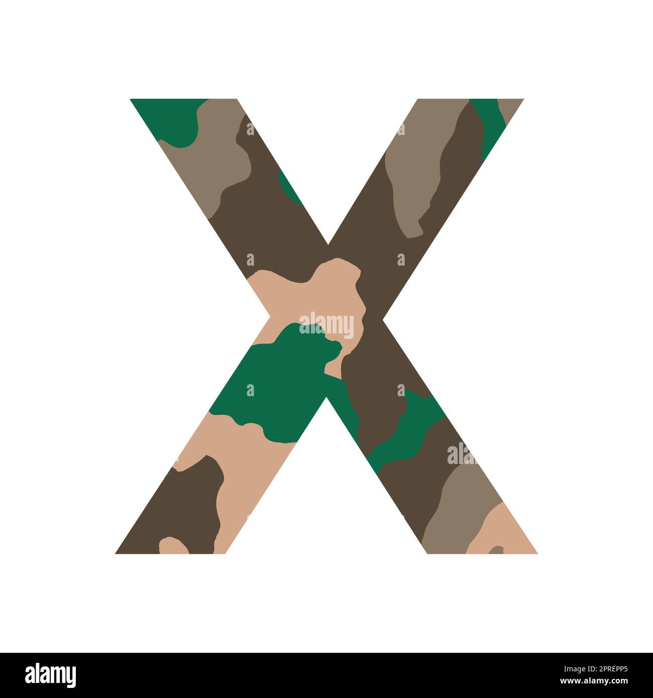 English alphabet letter X, khaki style isolated on white background ...