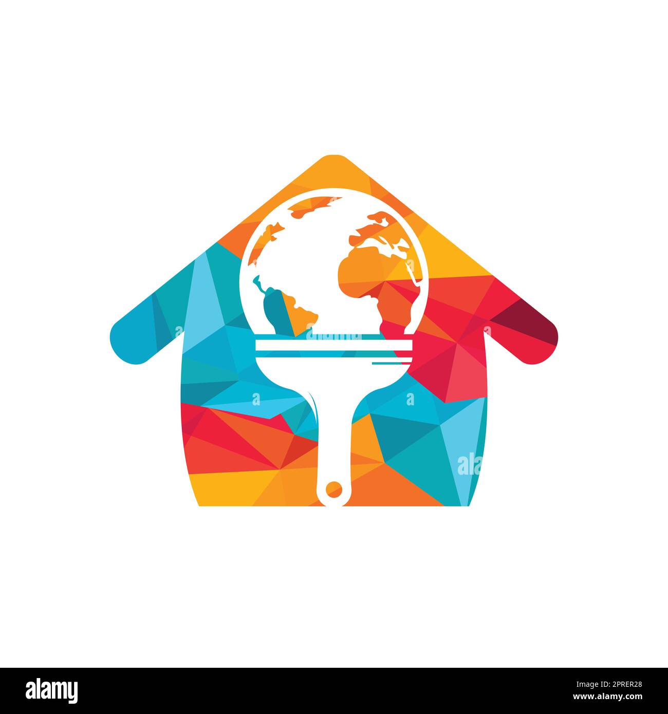 Paint brush and globe vector logo design. Global paint icon logo ...