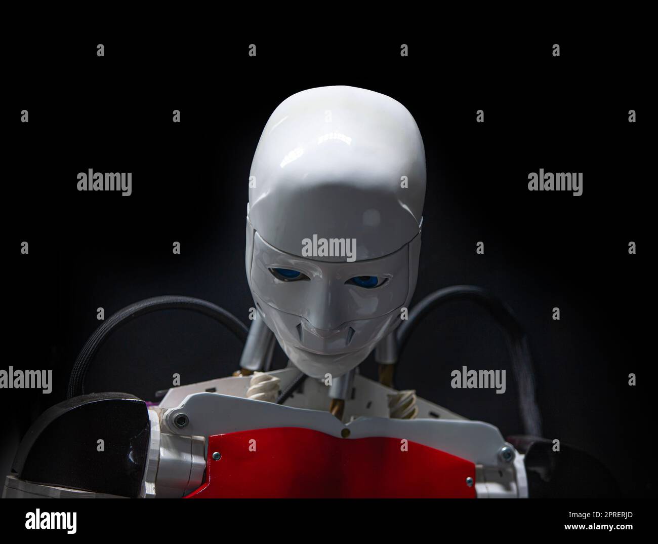 The ANDROID ROBOT made of modern materials on a black background Stock ...