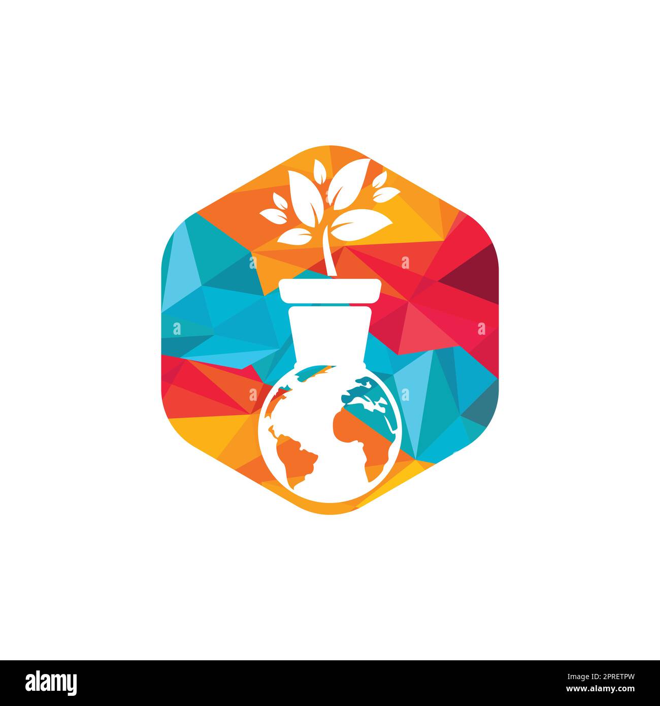 World Nature eco logo template. Globe and flower pot icon vector design ...