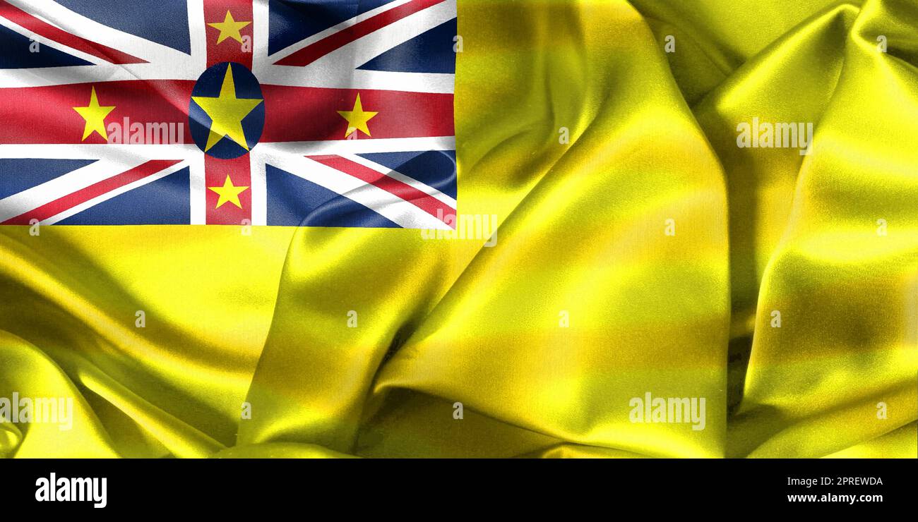 Niue flag - realistic waving fabric flag Stock Photo - Alamy