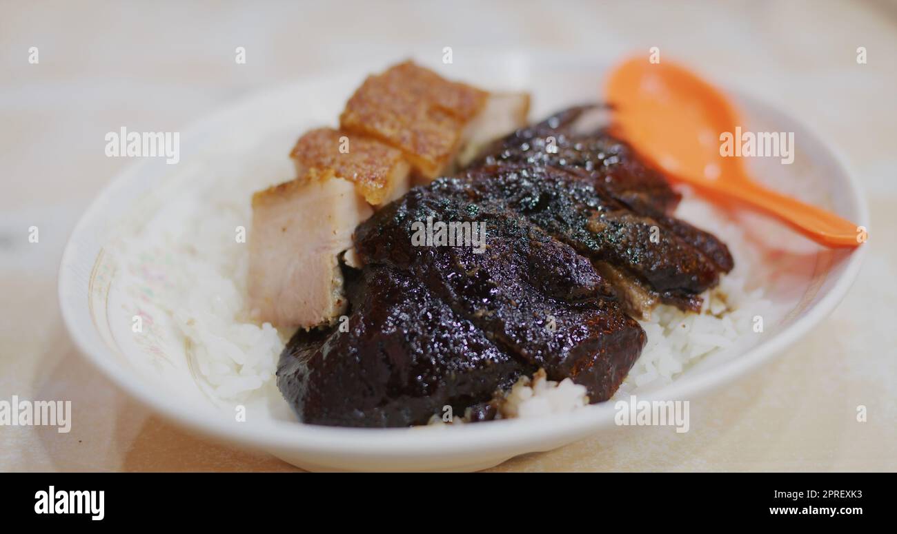 Hong Kong cuisine roasted pork and goose rice Stock Photo - Alamy