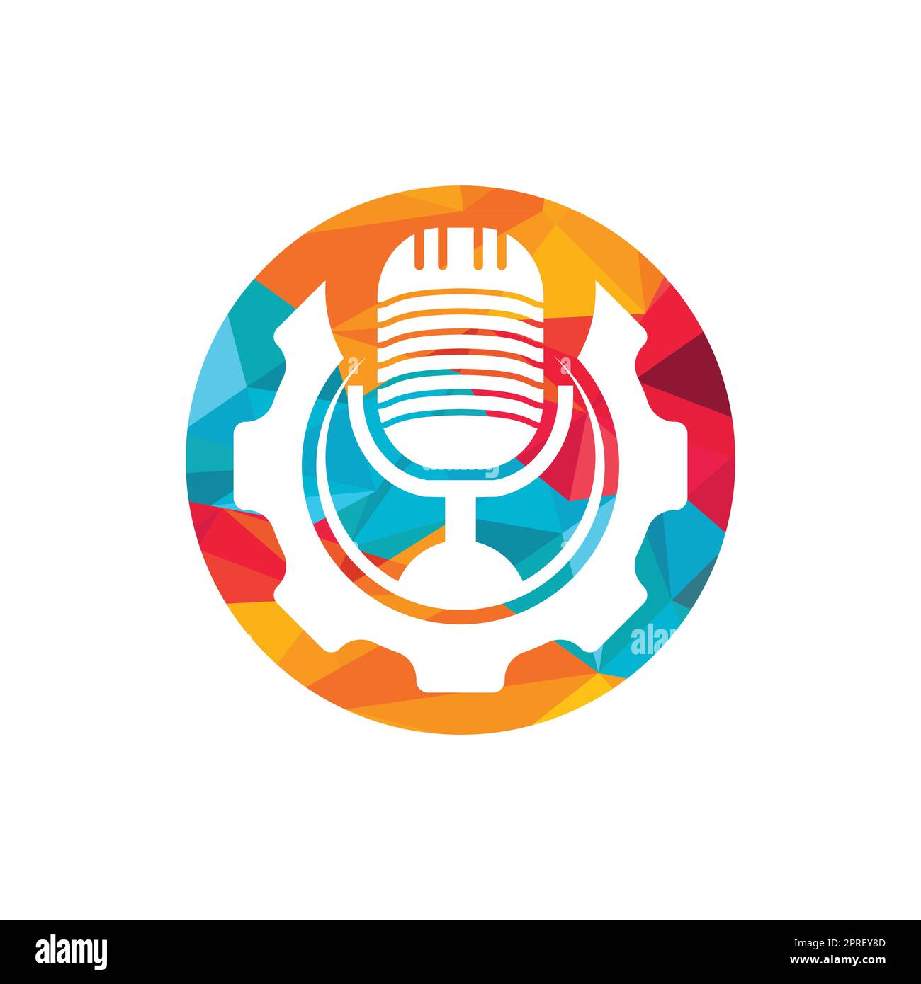 Gear podcast vector logo design template. Cog wheel and mic icon design ...