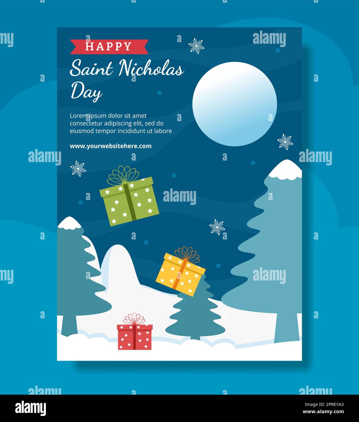 Saint Nicholas Day or Sinterklaas Poster Template Hand Drawn Cartoon ...