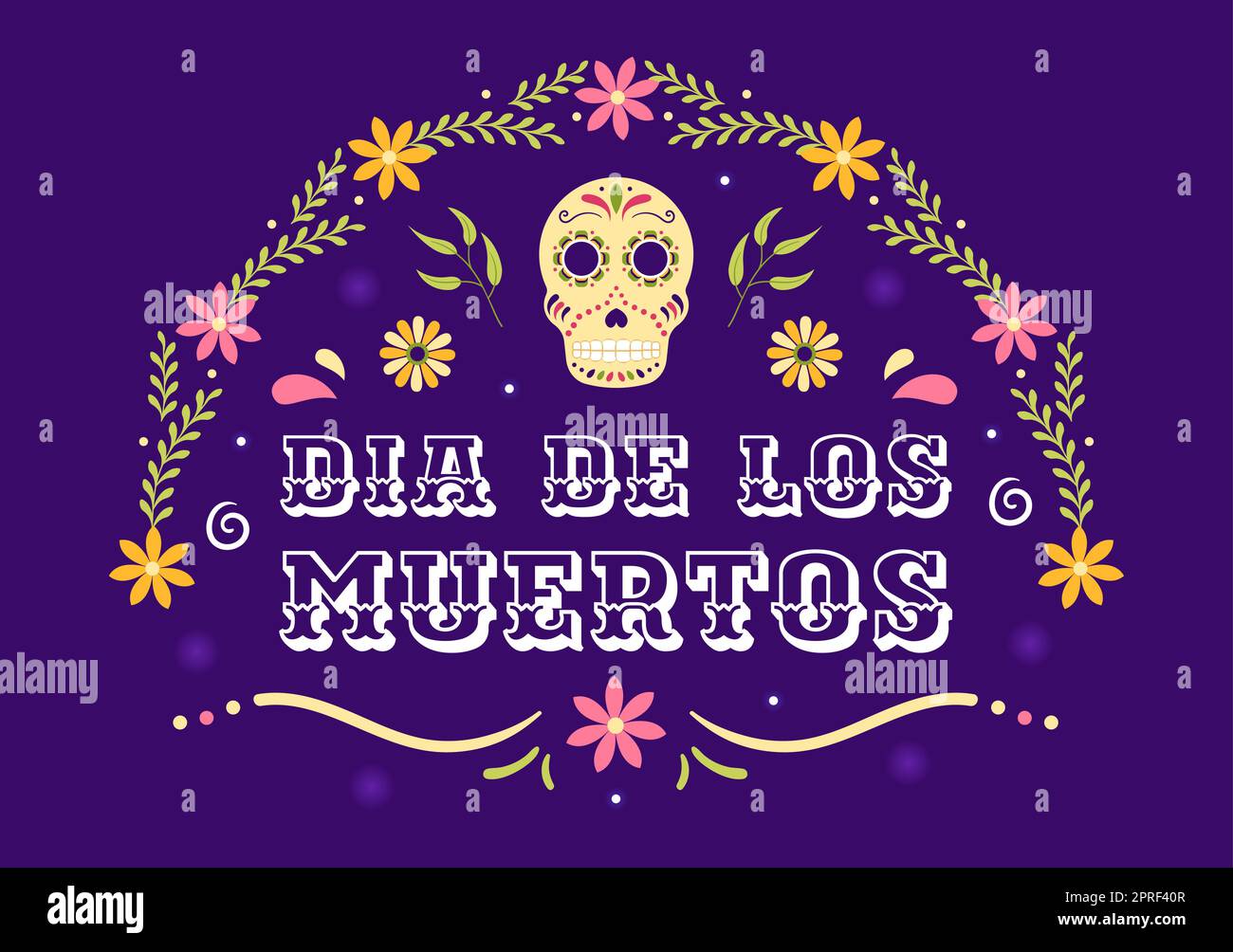 Dia De Los Muertos or Day of the Dead Template Hand Drawn Cartoon Flat ...