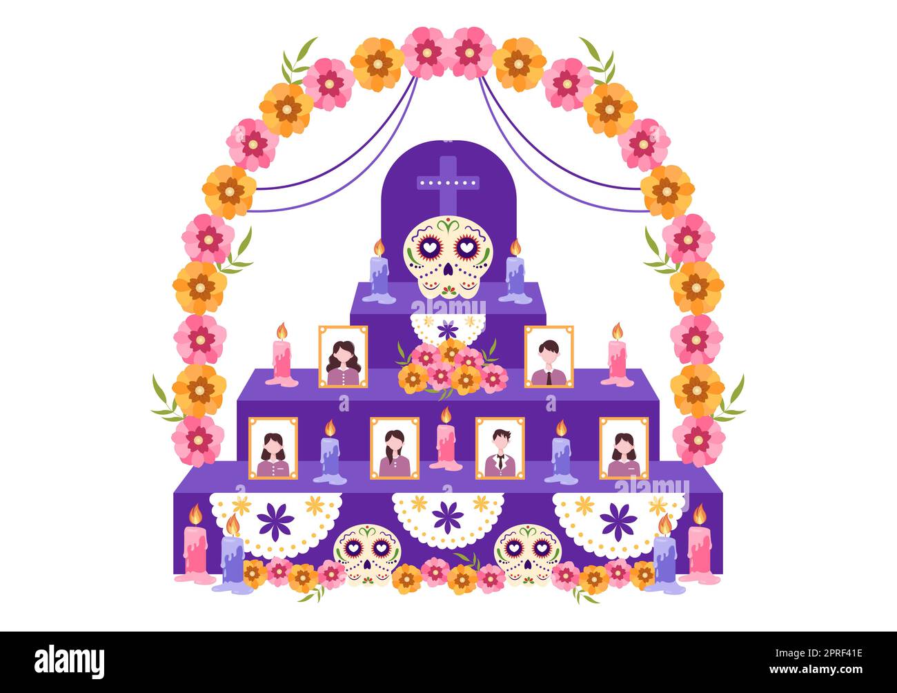Dia De Los Muertos or Day of the Dead Template Hand Drawn Cartoon Flat ...