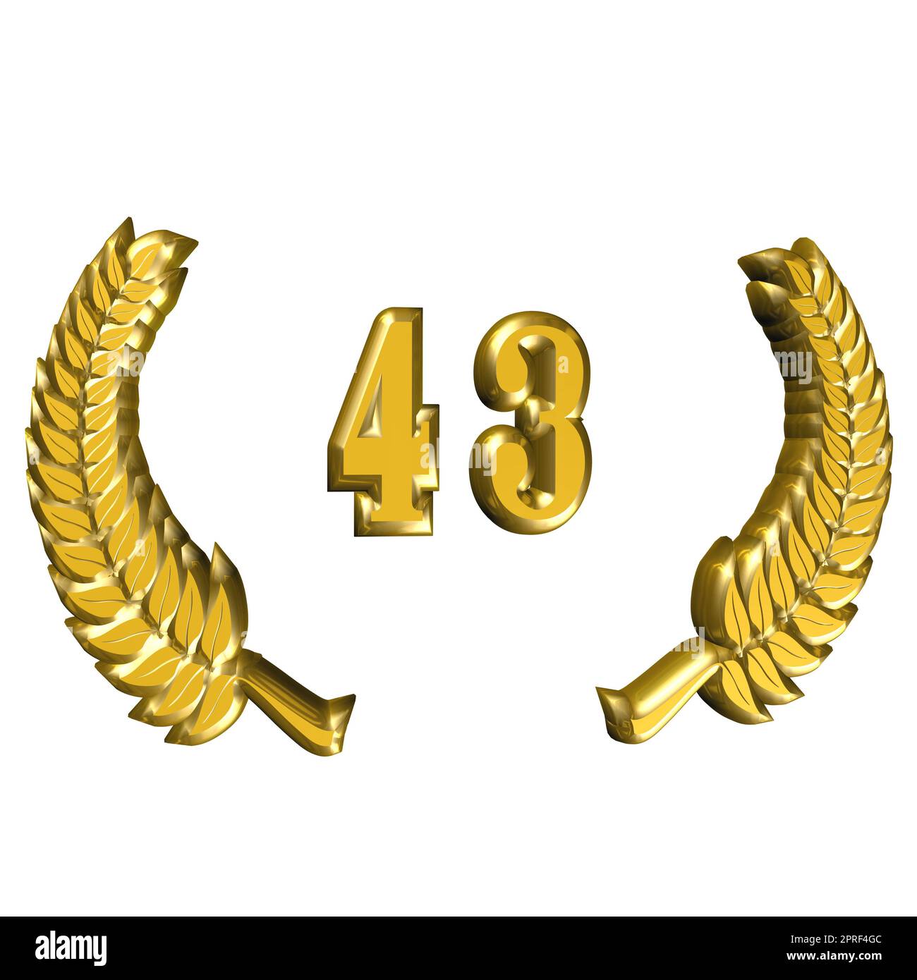 Number 43 with laurel wreath or honor wreath as a 3D-illustration, 3D ...