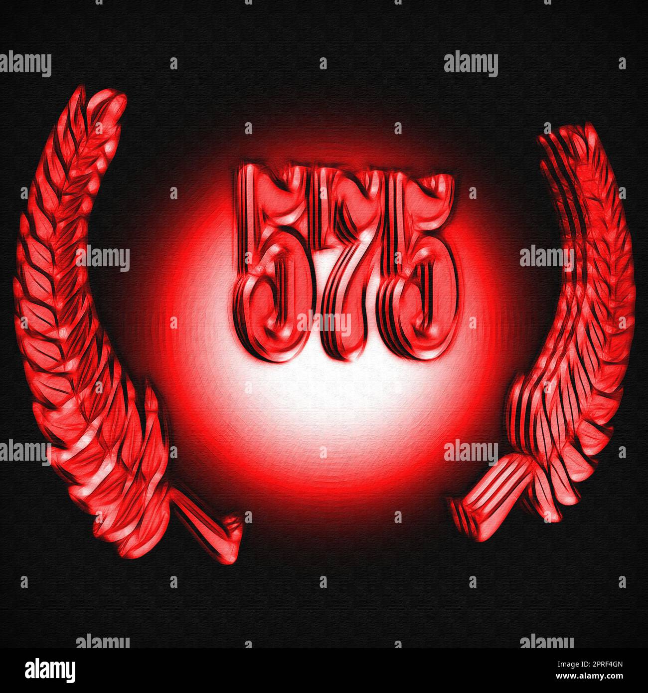 Number 575 with laurel wreath or honor wreath as a 3D-illustration, 3D ...
