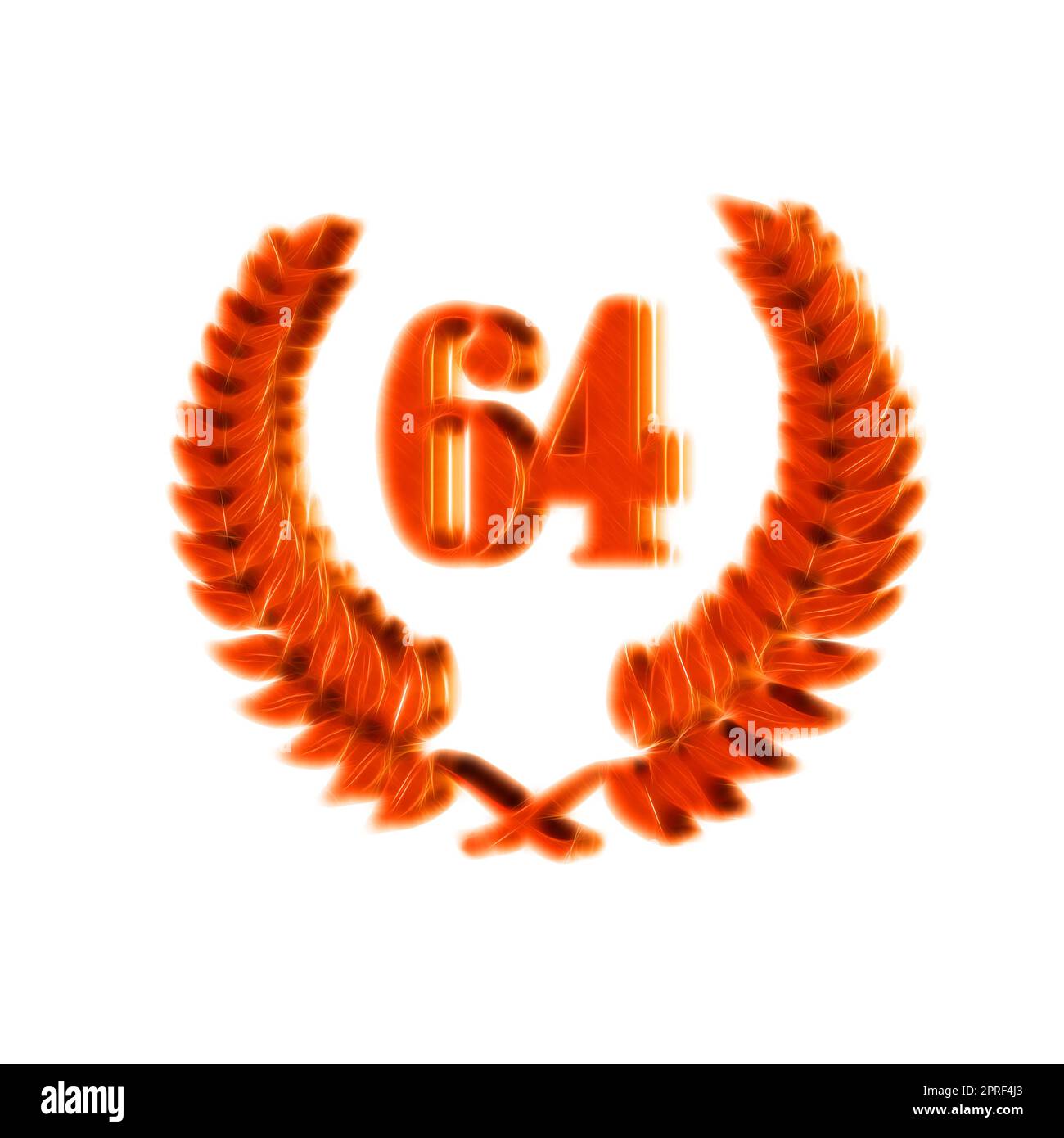 Number 64 with laurel wreath or honor wreath as a 3D-illustration, 3D ...