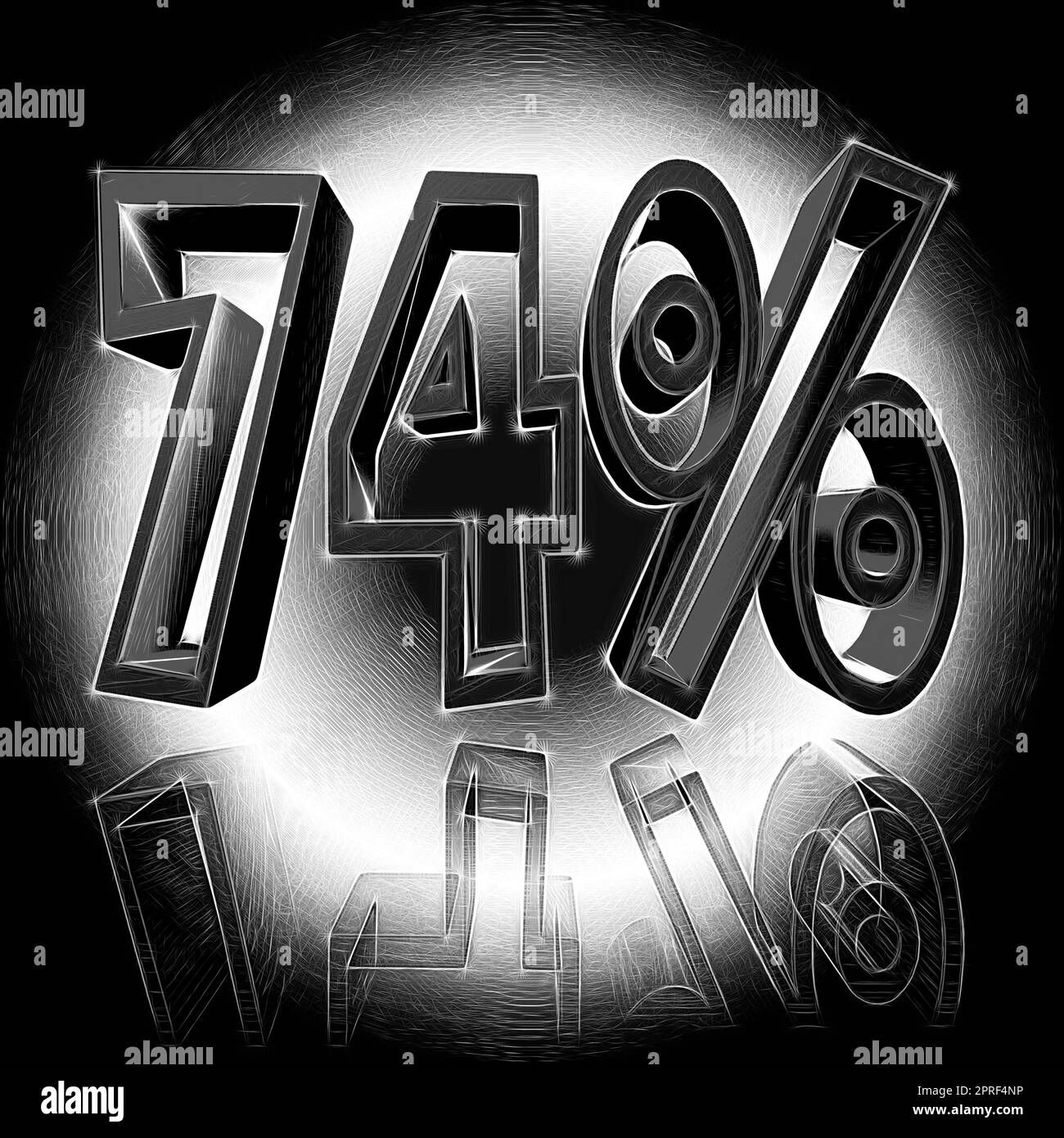74%, 74 percent as a 3D illustration, 3D rendering Stock Photo - Alamy