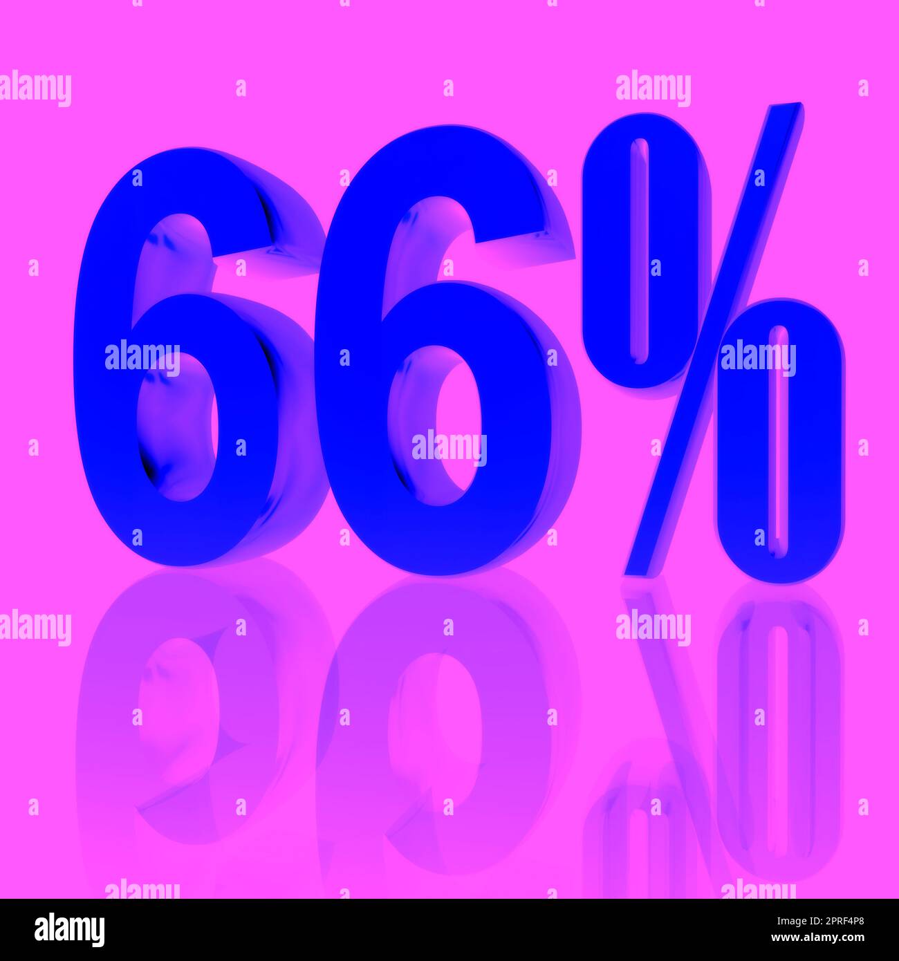 66%, 66 percent as a 3D illustration, 3D rendering Stock Photo - Alamy