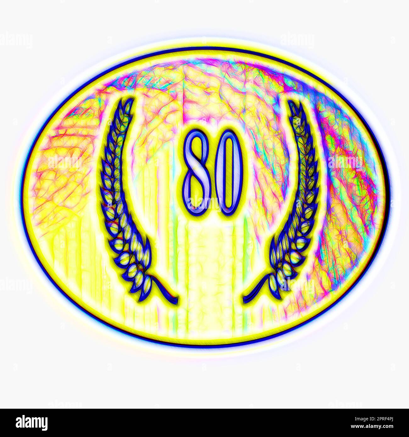 Number 80 with laurel wreath or honor wreath as a 3D-illustration, 3D ...