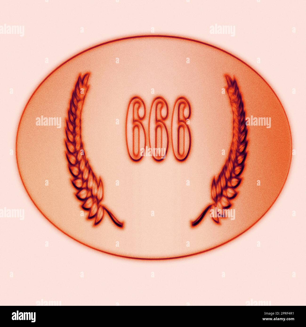 Number 666 with laurel wreath or honor wreath as a 3D-illustration, 3D ...