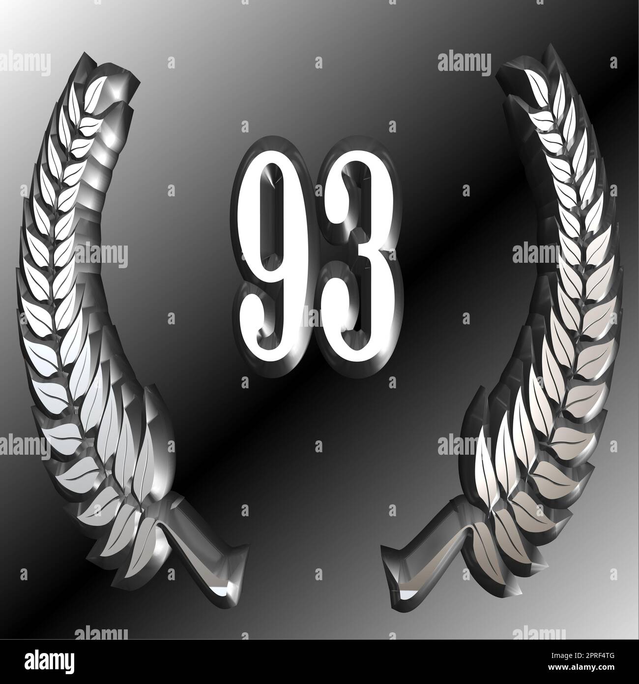 Number 93 with laurel wreath or honor wreath as a 3D-illustration, 3D-rendering Stock Photo - Alamy