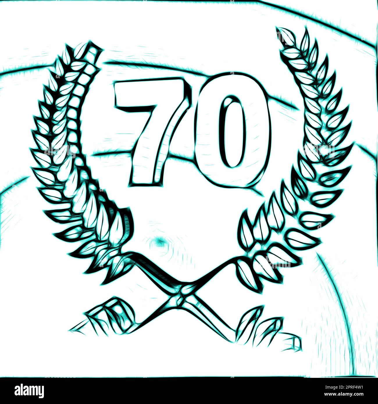 Number 70 with laurel wreath or honor wreath as a 3D-illustration, 3D ...