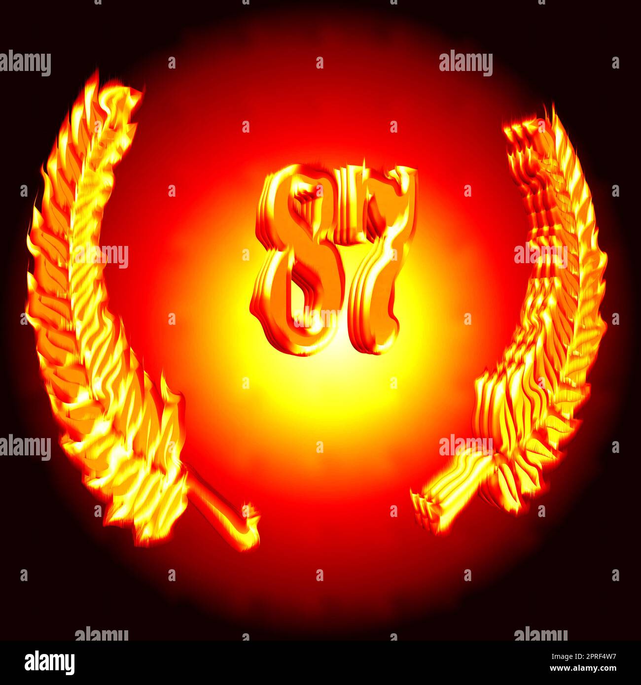 Number 87 with laurel wreath or honor wreath as a 3D-illustration, 3D ...