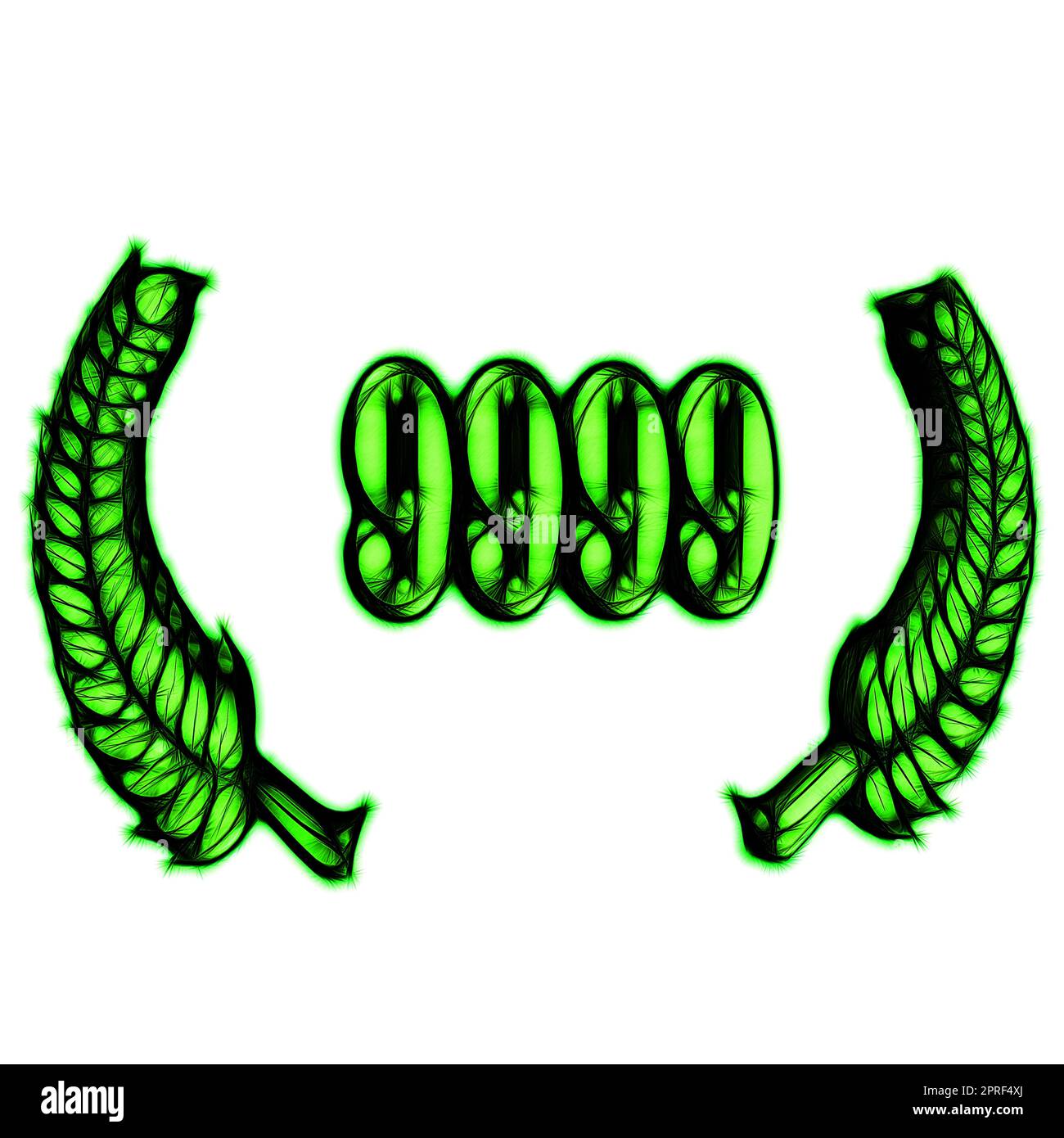 Number 9999 with laurel wreath or honor wreath as a 3D-illustration, 3D ...