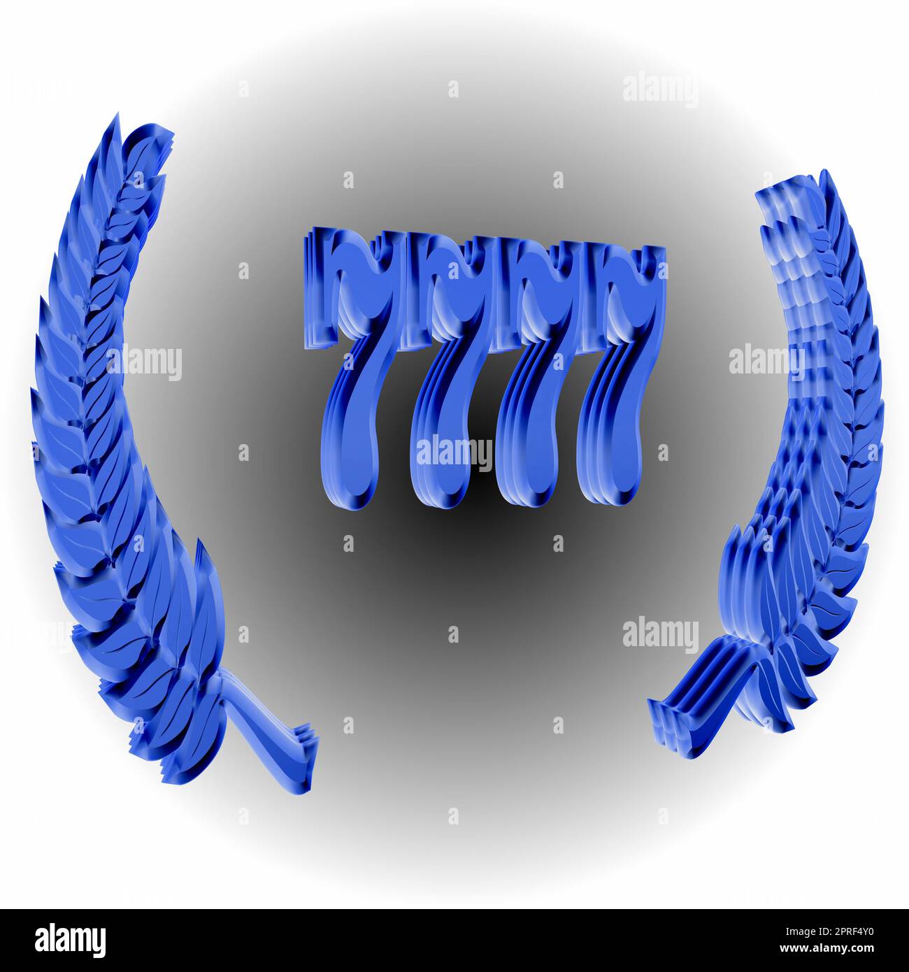Number 7777 with laurel wreath or honor wreath as a 3D-illustration, 3D ...