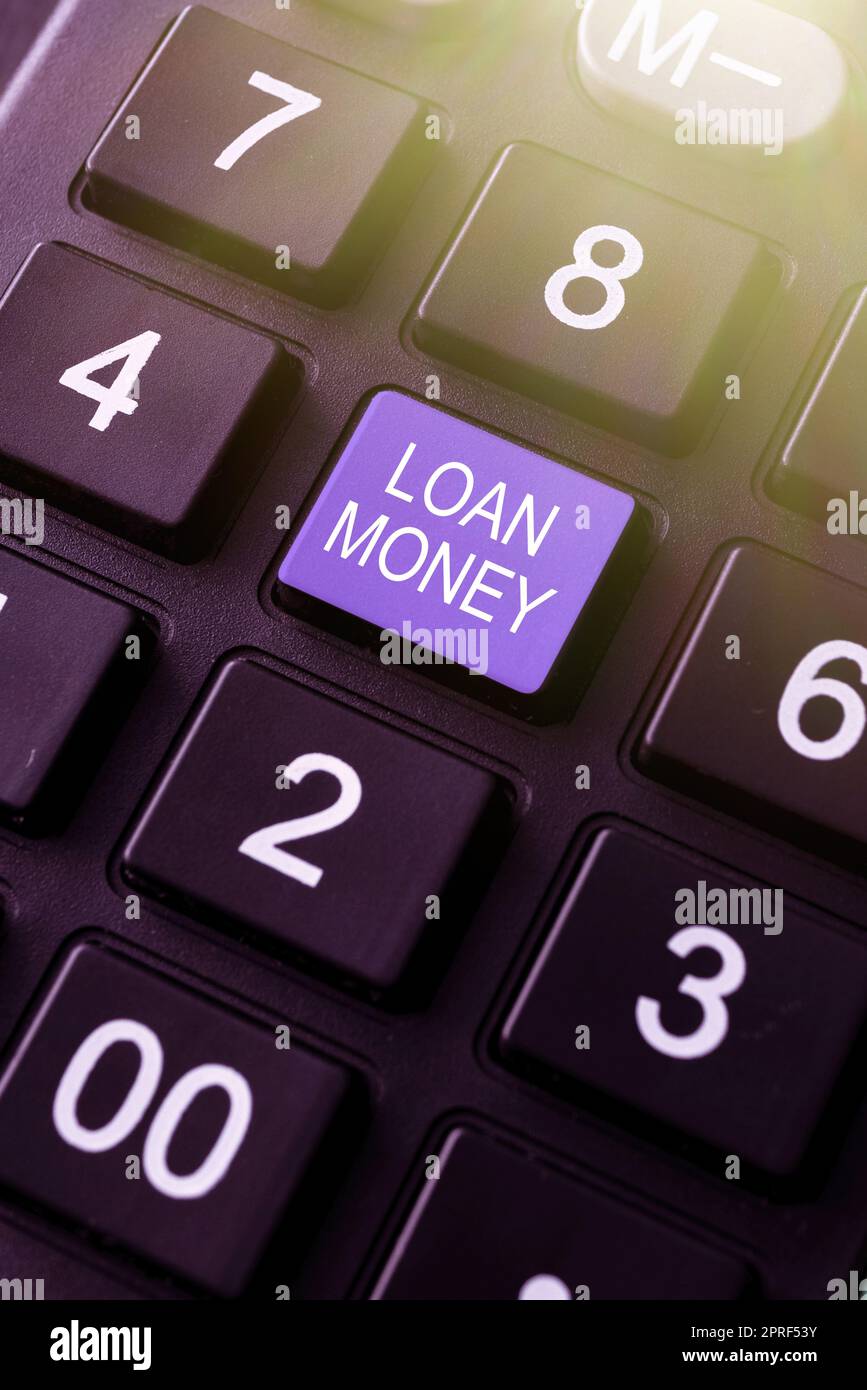 Hand writing sign Loan Money. Word for Something lent or furnished on ...