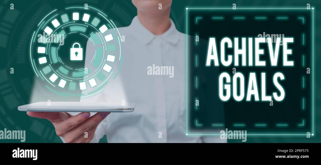 Conceptual caption Achieve Goals. Business showcase Results oriented ...