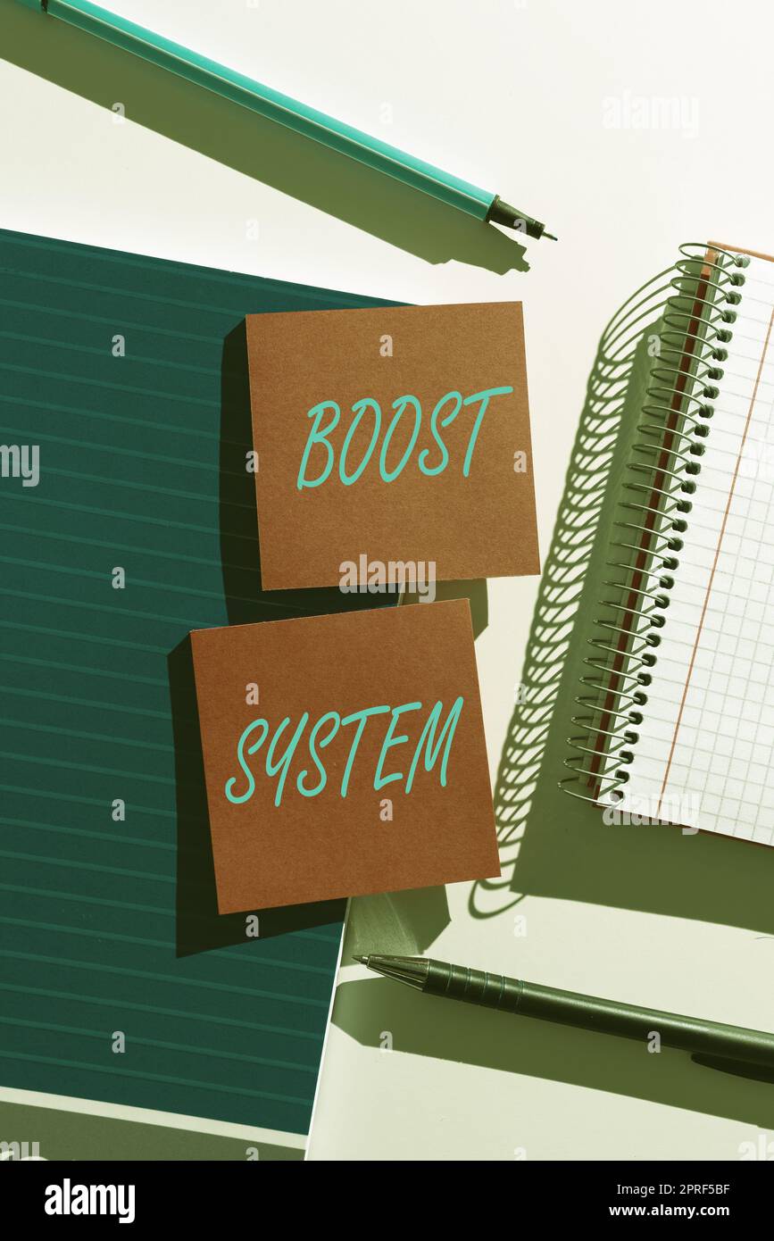 Text showing inspiration Boost System. Conceptual photo Rejuvenate ...