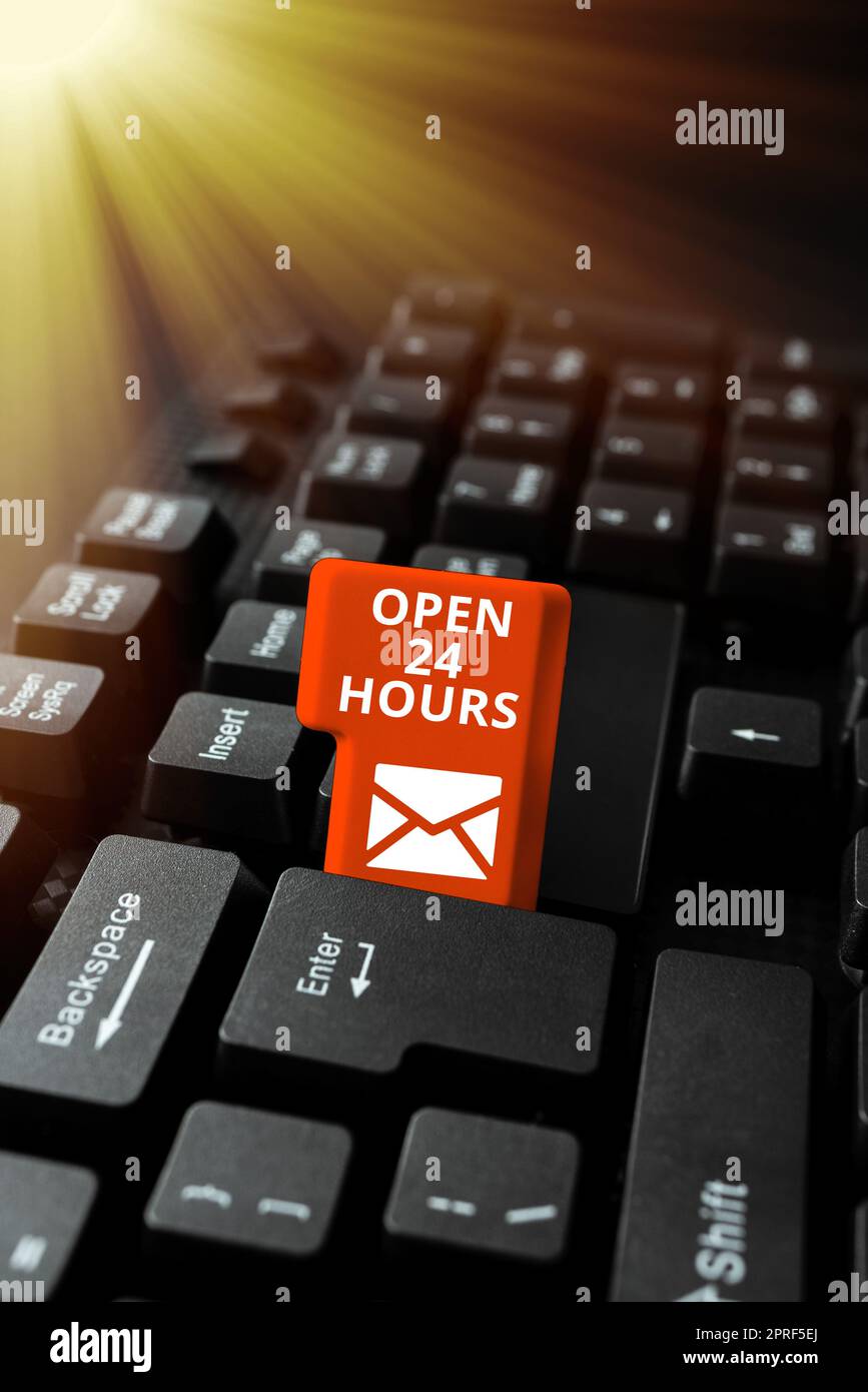 Illuminated open 24 hours sign hi-res stock photography and images - Alamy
