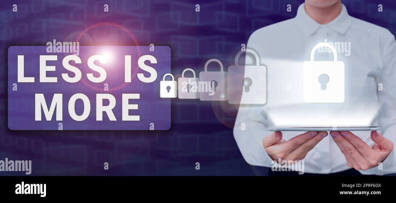 Conceptual caption Less Is More. Business overview Minimalist approach ...