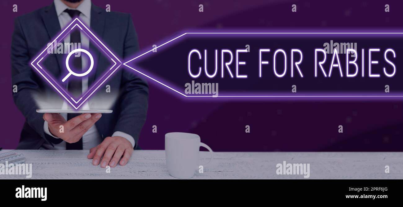 Text caption presenting Cure For Rabies. Conceptual photo Vaccination ...