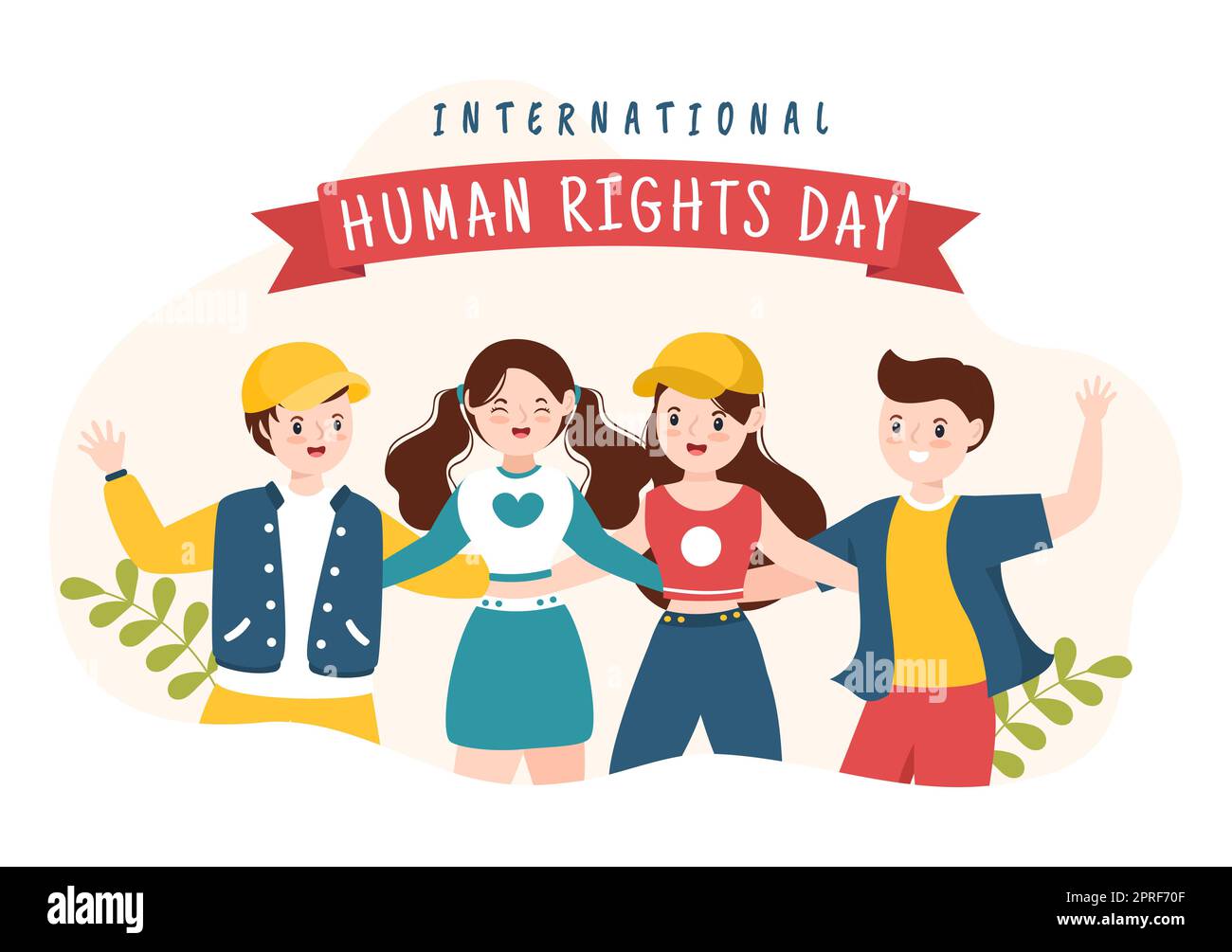 Human Rights Day Template Hand Drawn Flat Cartoon Illustration with ...