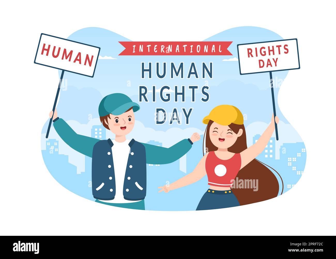 Human Rights Day Template Hand Drawn Flat Cartoon Illustration with ...
