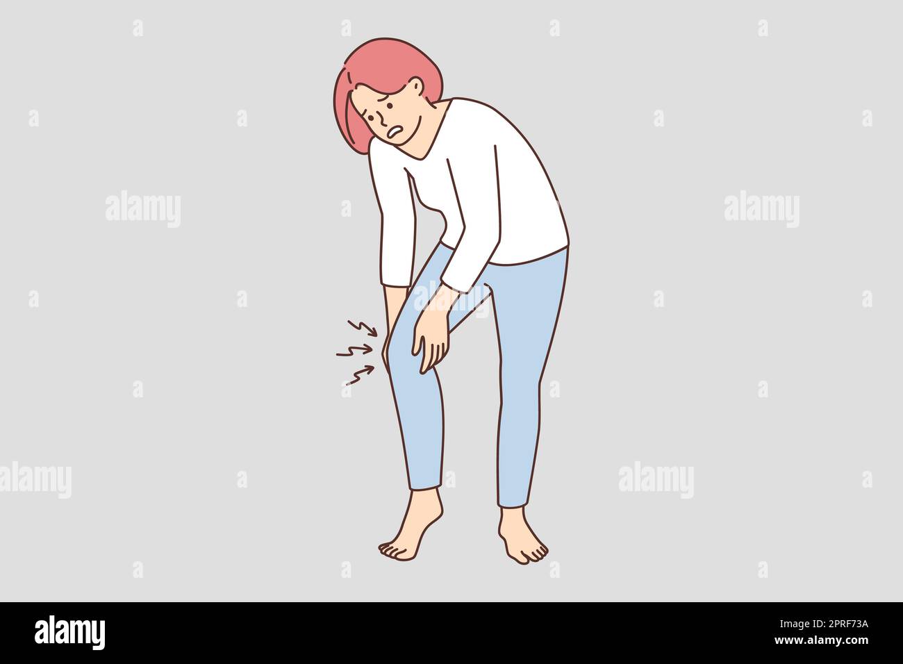 Unhealthy woman suffer from pain in knee. Unwell female struggle with ...