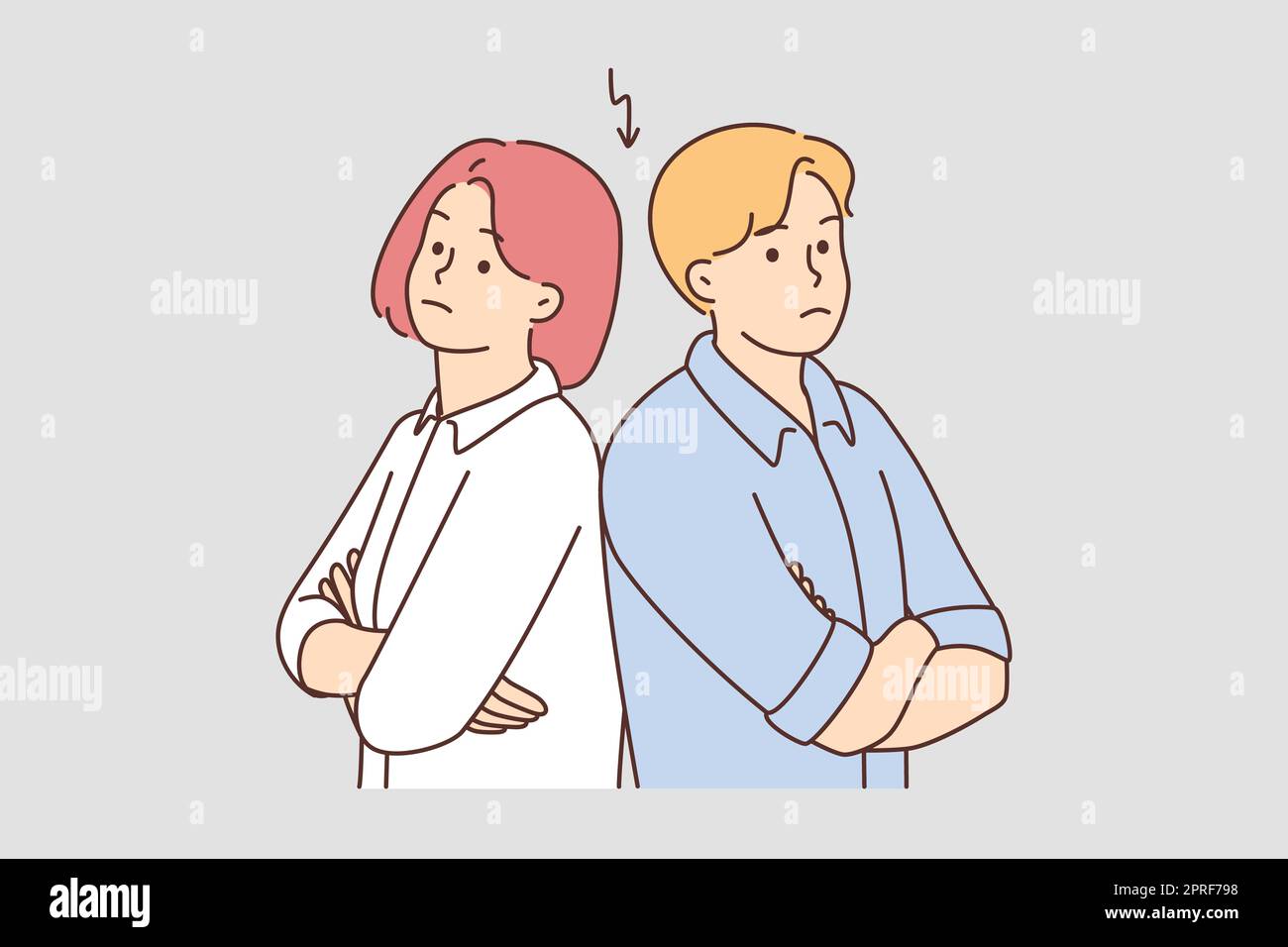 Angry unhappy couple back to back avoid talking. Upset man and woman ...