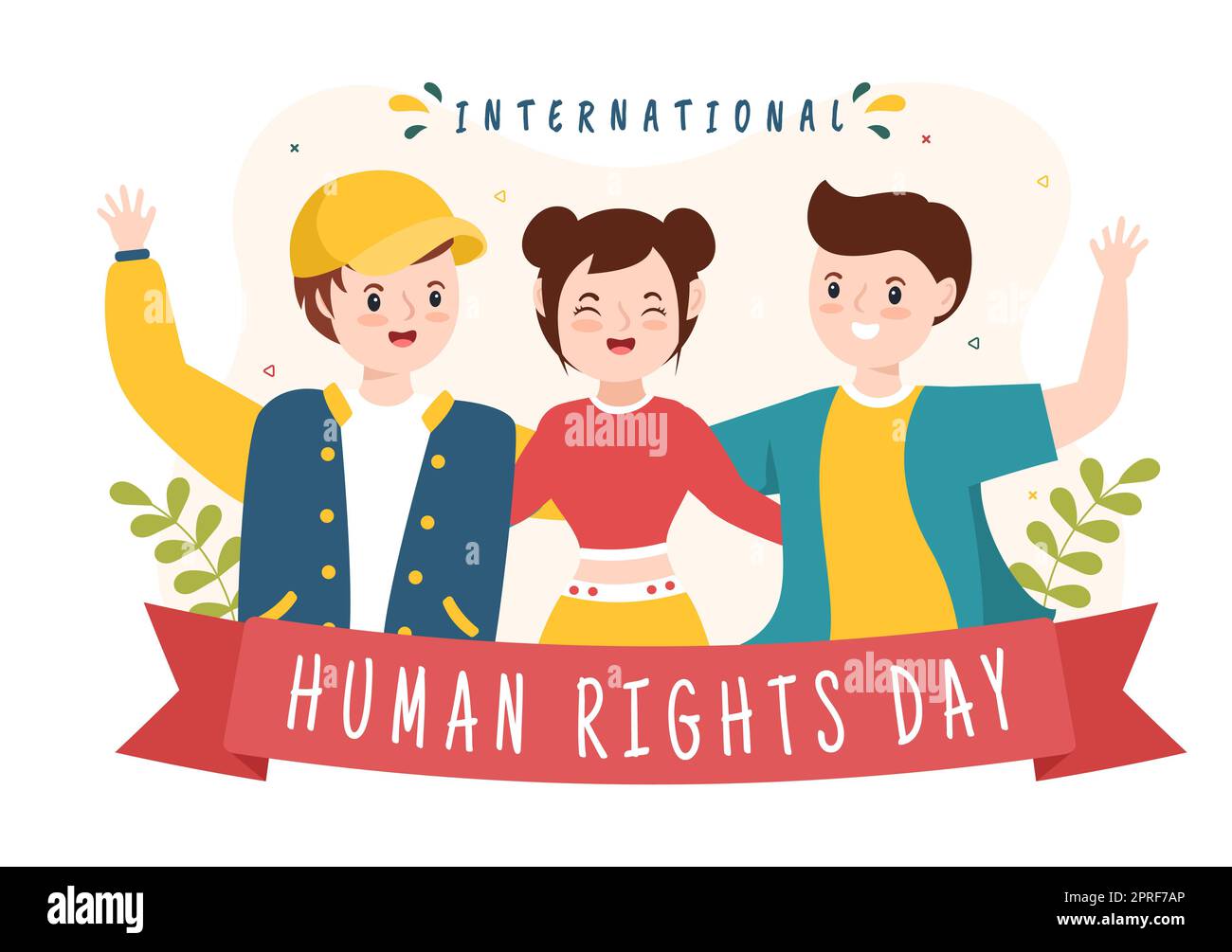 Human Rights Day Template Hand Drawn Flat Cartoon Illustration with ...