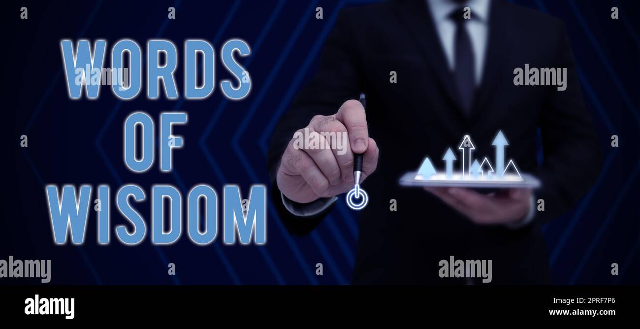 Text showing inspiration Words Of Wisdom. Business approach Expert ...