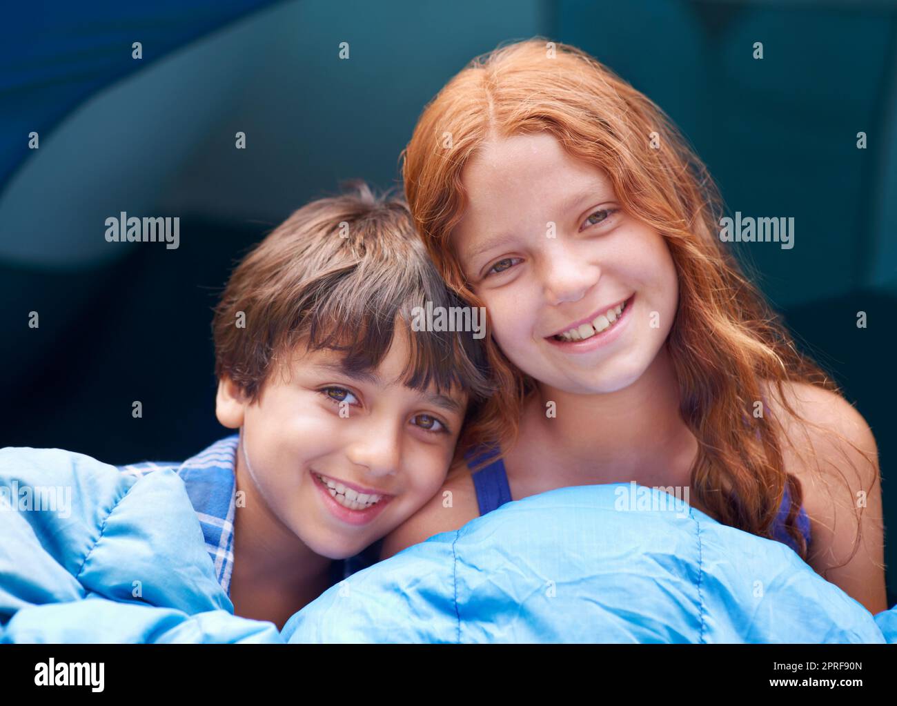 Making camping look cute. Portrait of a young brother and sister ...