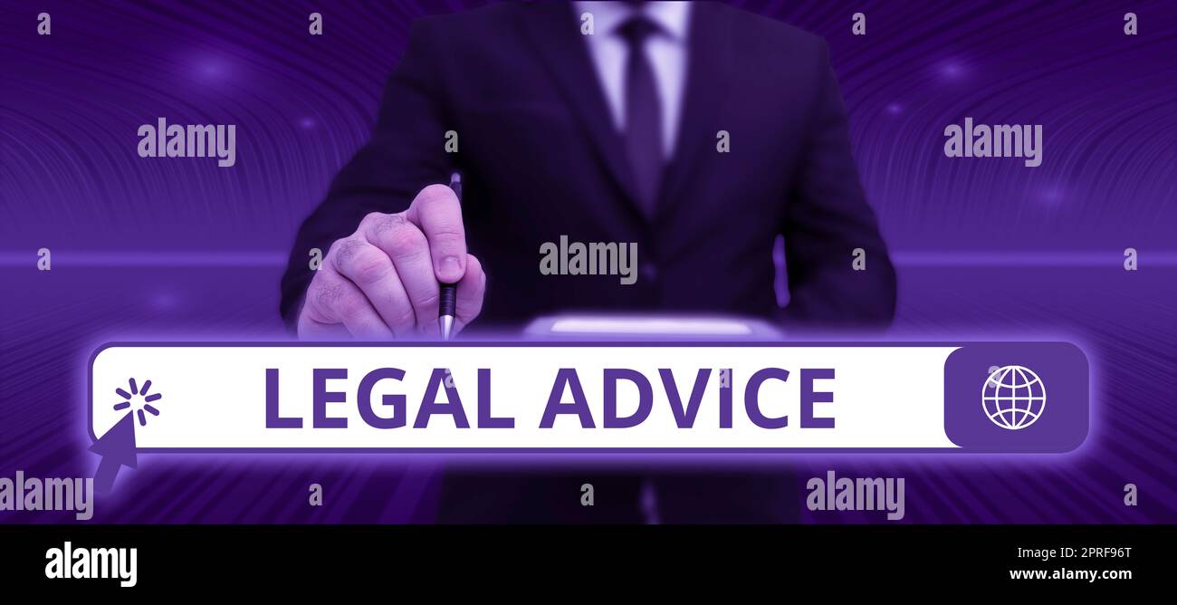 Text caption presenting Legal Advice. Conceptual photo Recommendations ...