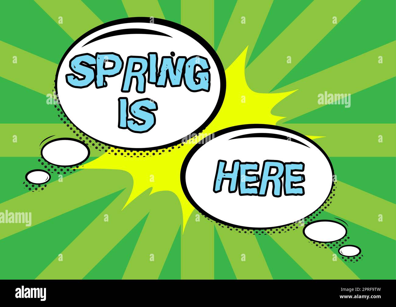 Text caption presenting Spring Is Here, Word Written on After winter ...