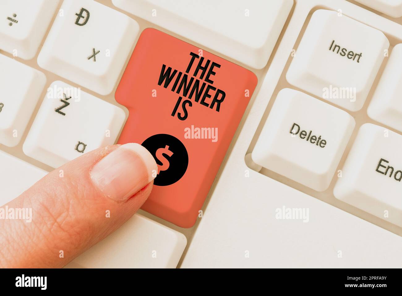 Conceptual caption The Winner Is.... Business showcase Announcing who ...