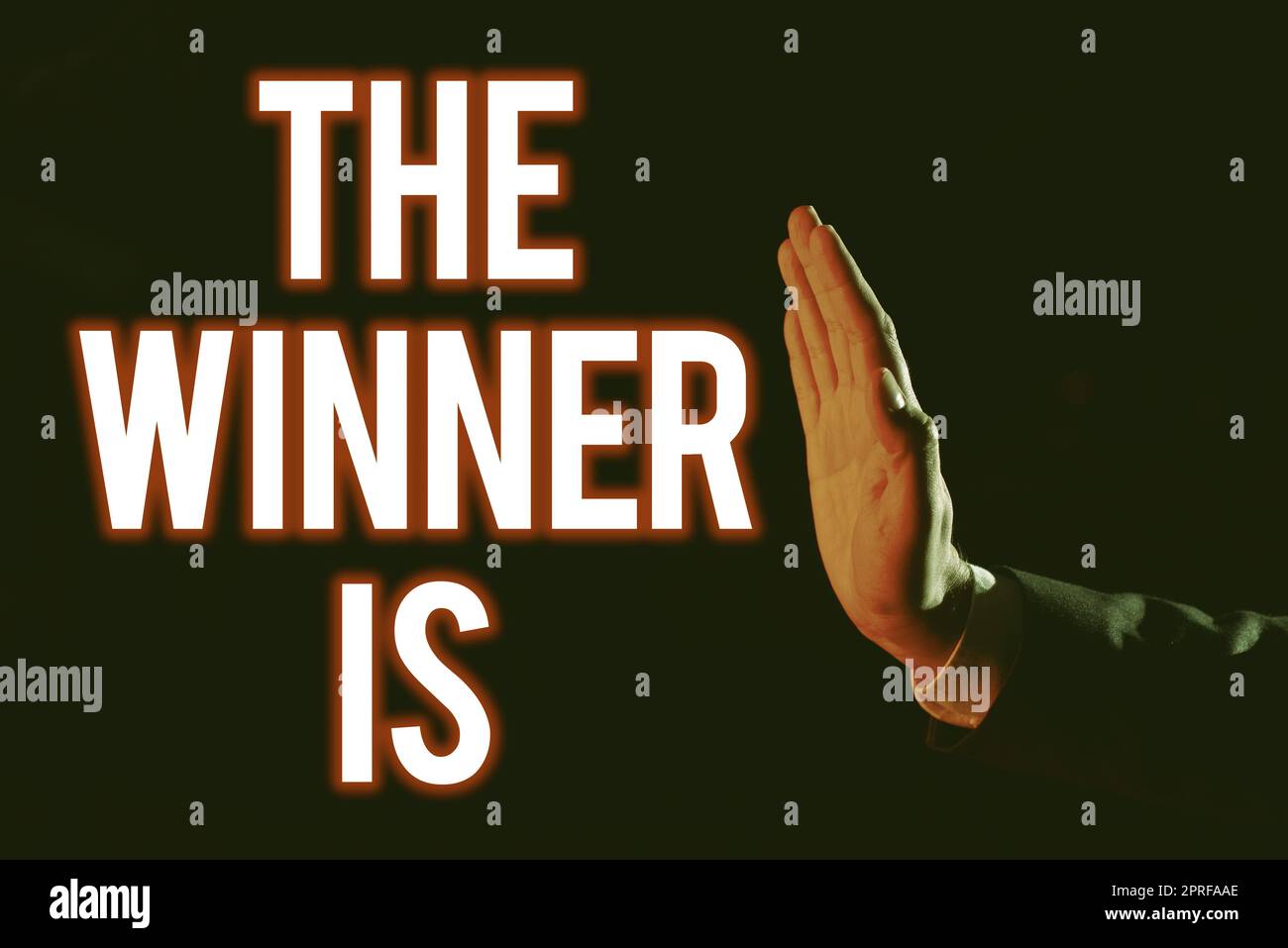 Conceptual caption The Winner Is.... Business showcase Announcing who ...