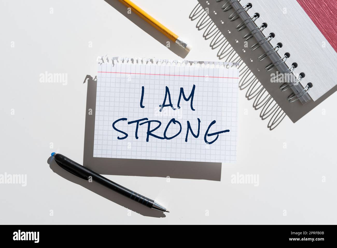 Hand writing sign I Am Strong. Concept meaning Have great strength ...